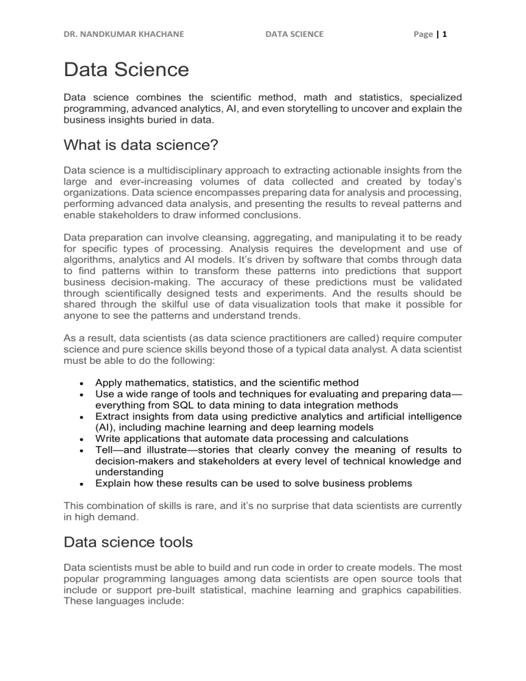 Data Science Introduction Data Science Introduction