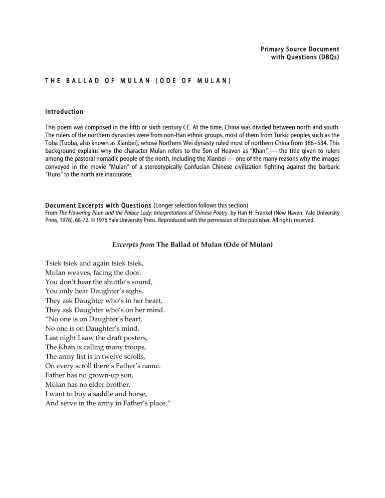 Mulan The Ballad Chinese