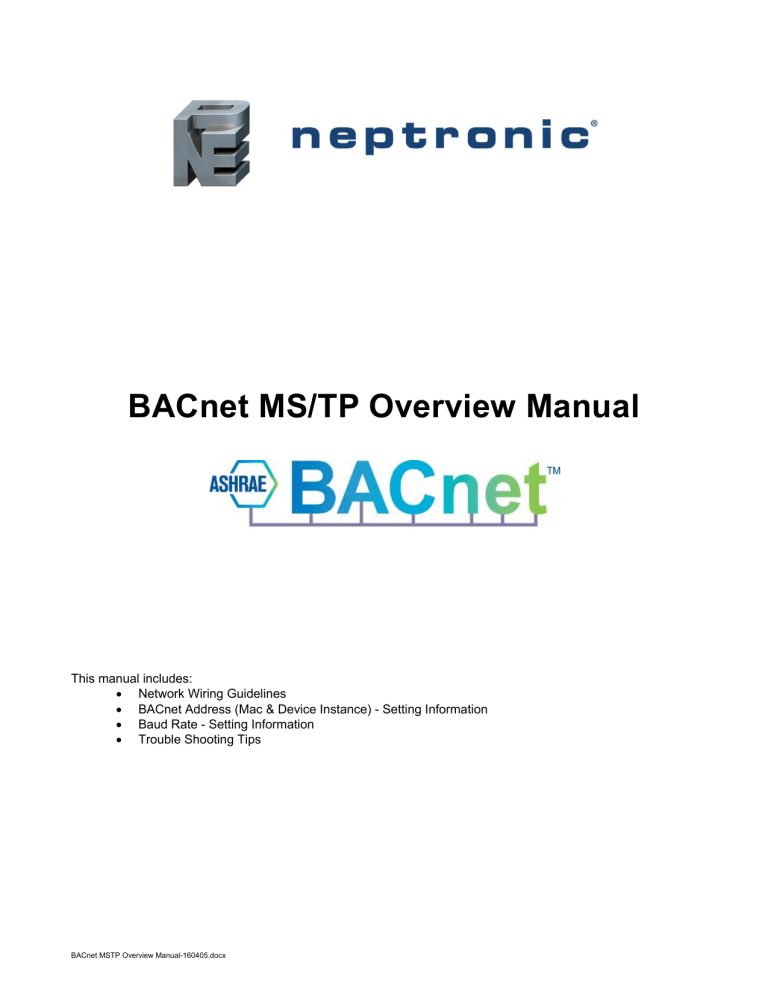 Bacnet Mstp Overview Manual 160405