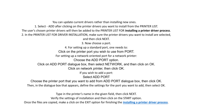 Printer Driver Installation Guide