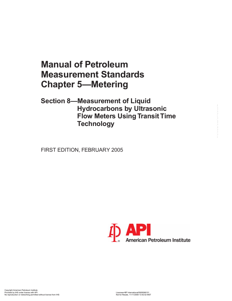 API 5 8 MEASUREMENT BY ULTRASONIC METERS