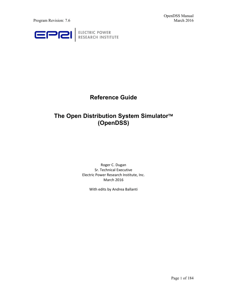 OpenDSS Reference Guide
