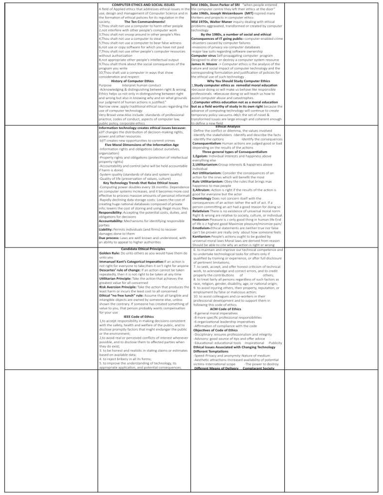 Computer Ethics and Social Issues Document