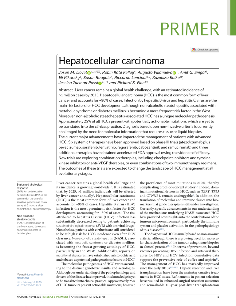 Llovet 2021 HCC review
