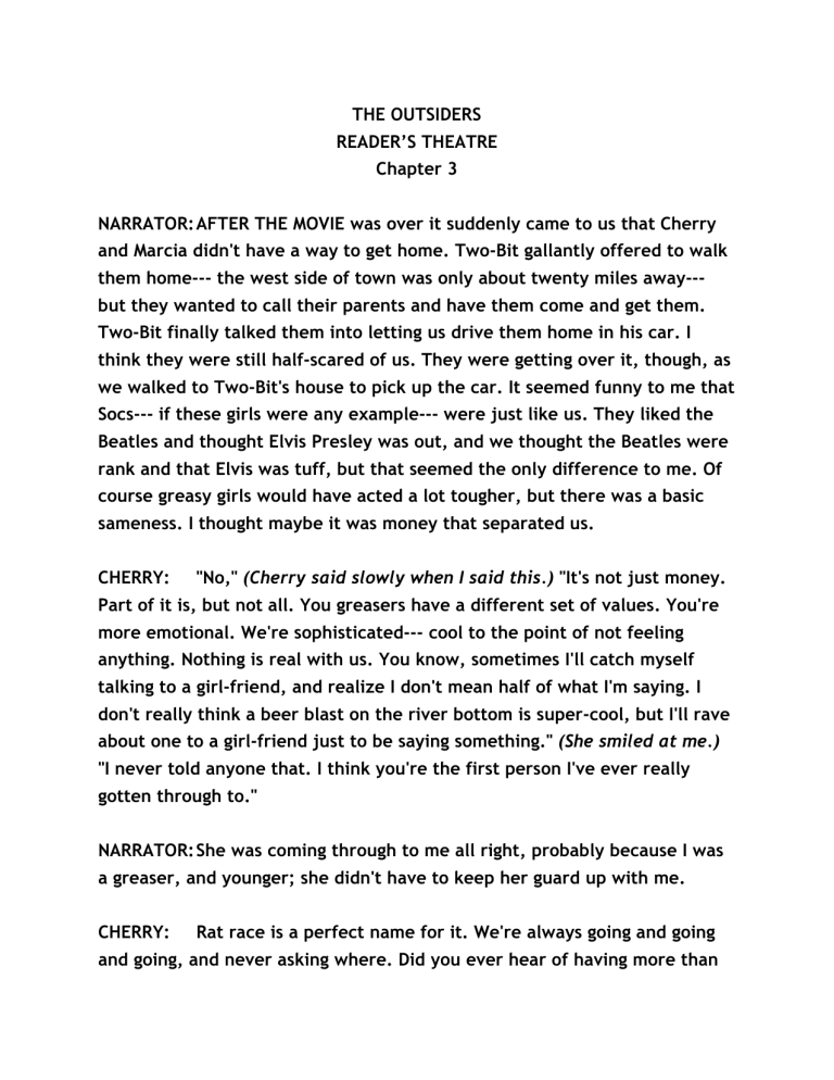 Outsiders reader's Theater