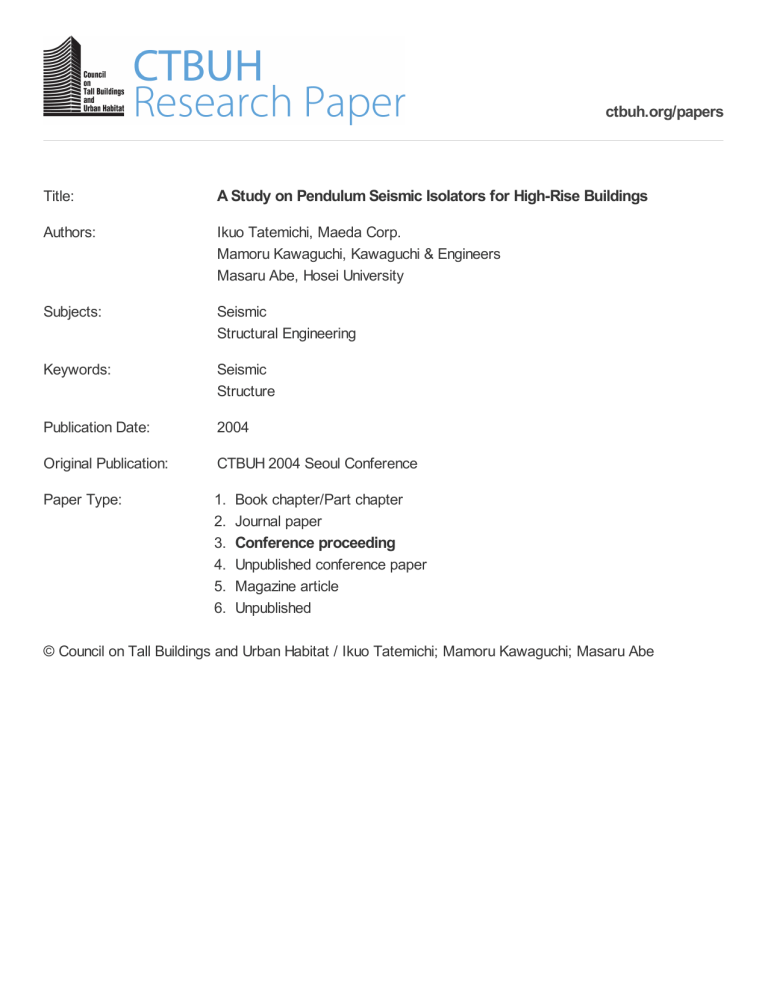 1168-a-study-on-pendulum-seismic-isolators-for-high-rise-buildings