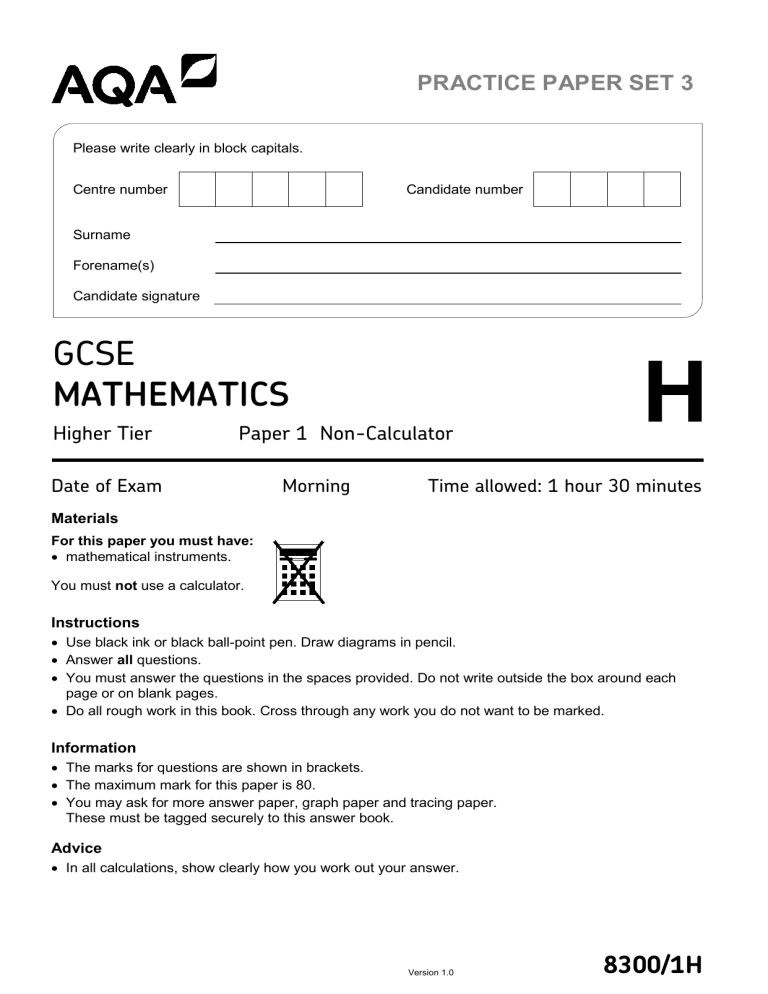 y11 maths higher mock apr18 paper1 exam