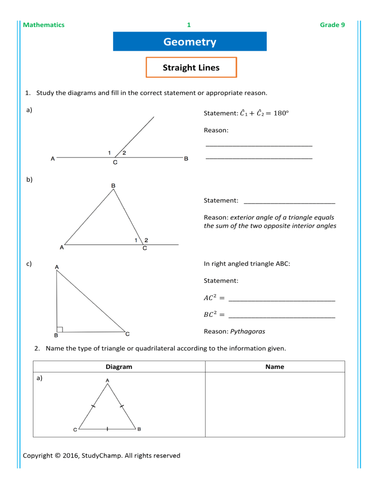 Gr9 Maths Geo Straight Lines