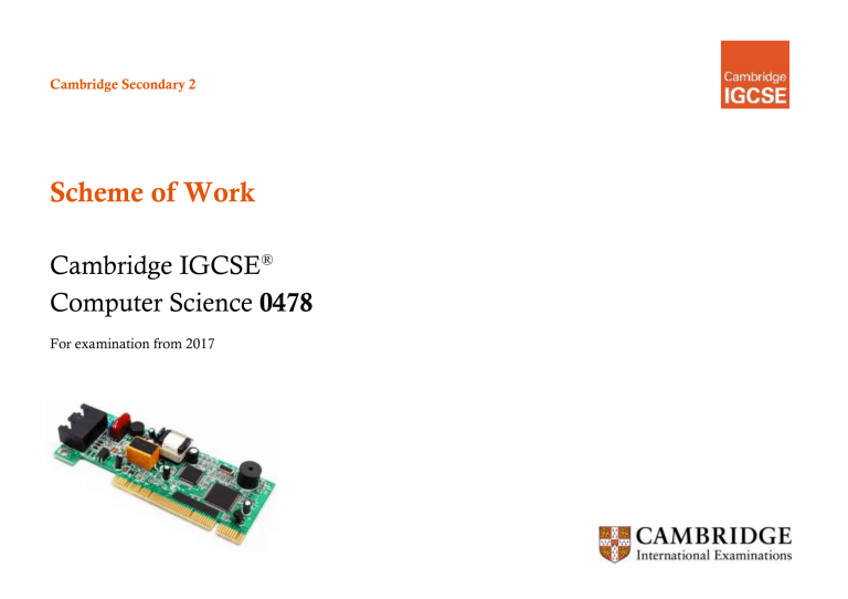 0478 Scheme of Work (for examination from 2017)