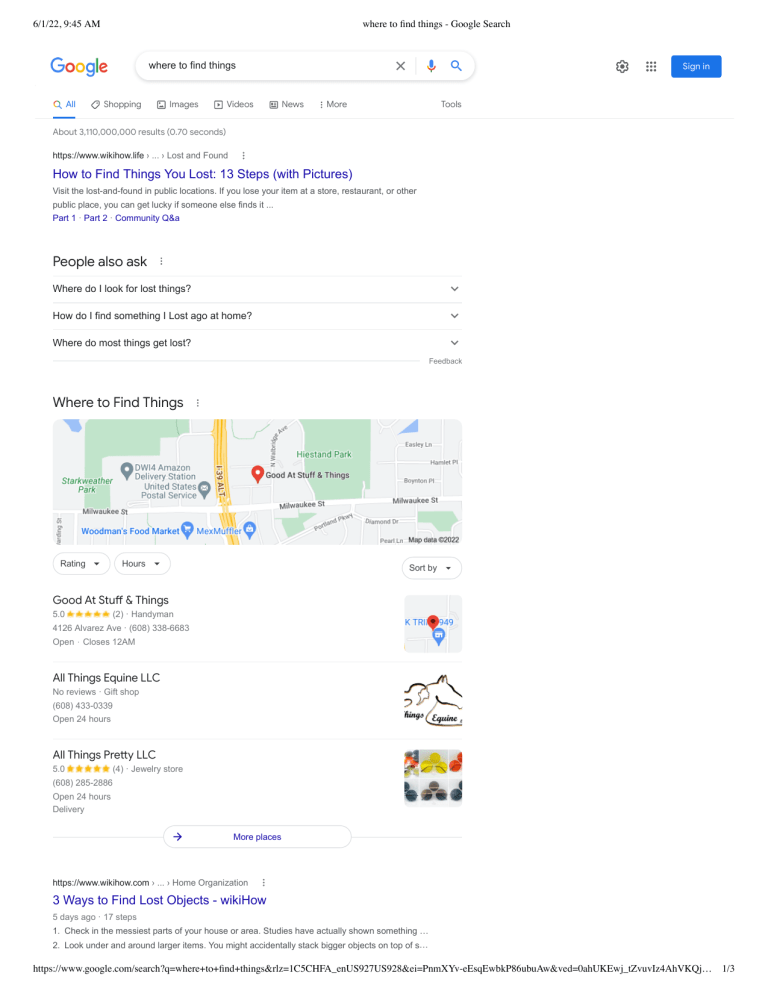 where to find things - Google Search