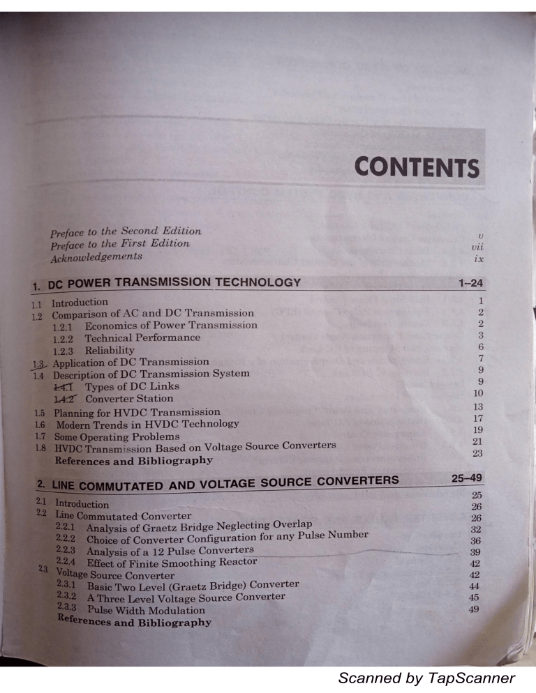 DC Power Transmission & Converters Table of Contents