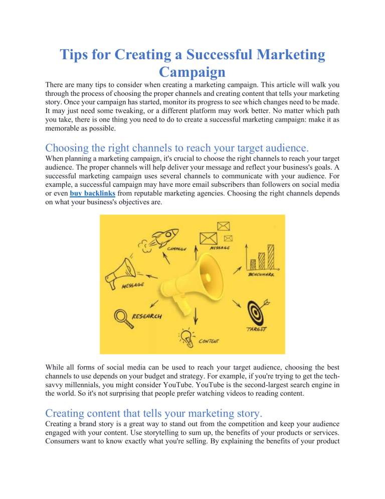 Tips For Creating A Successful Marketing Campaign Tips For Creating A Successful Marketing Campaign