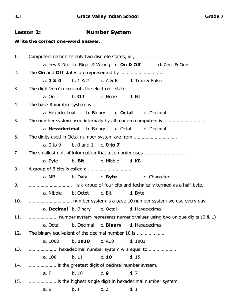 ICT G07 L02 Number System