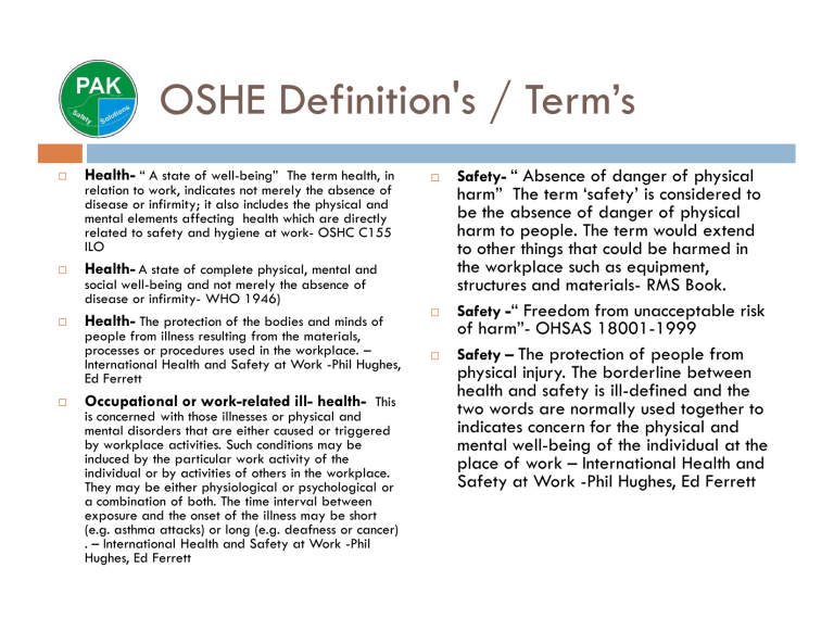 OSHE Definations