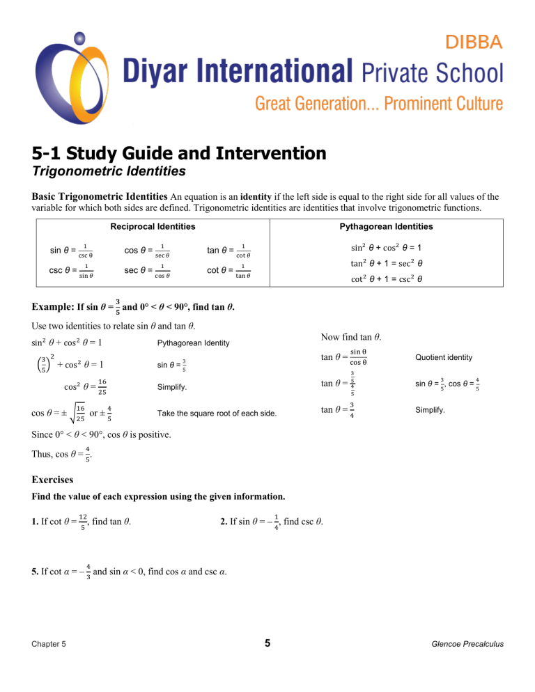 T3-Trig.Revision Sheet and Study Guide