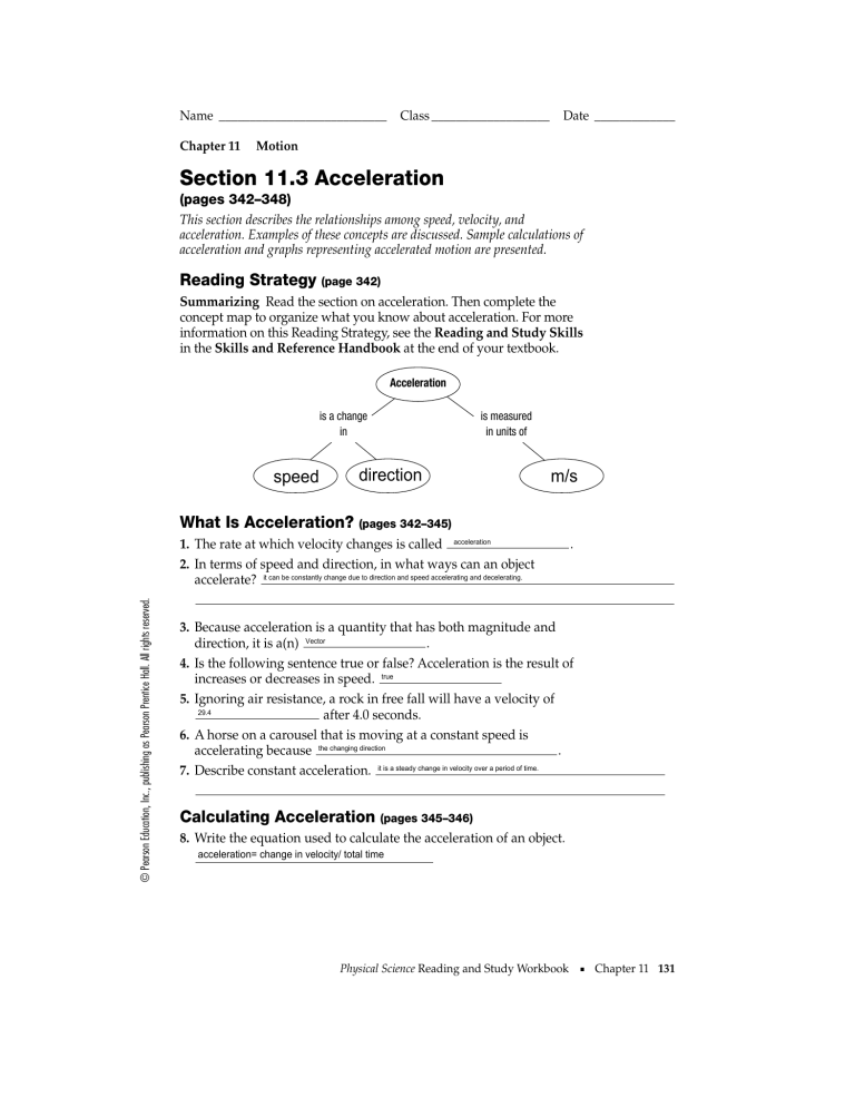 Physical Science 11.3 worksheet