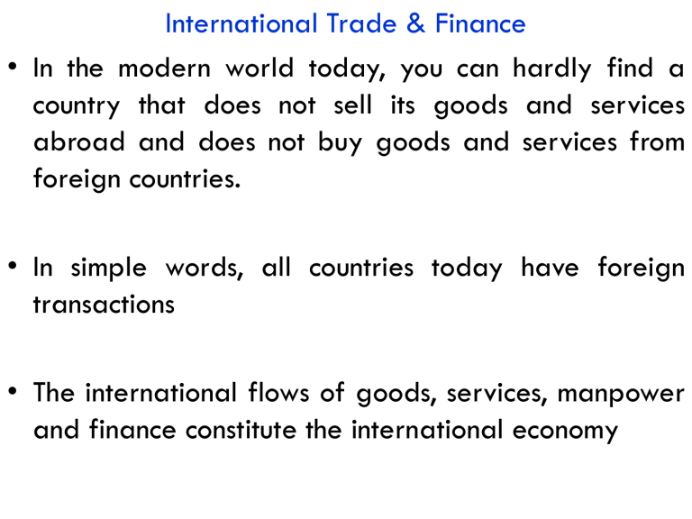 Introduction to International Trade