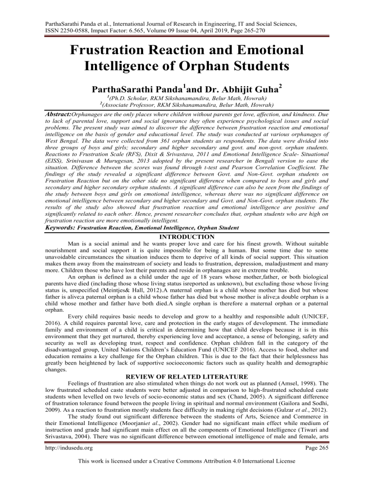 Frustration Reaction and Emotional intelligence