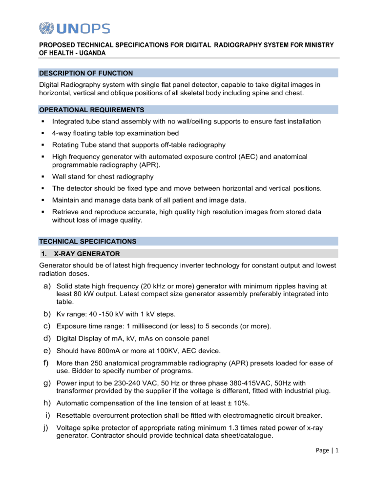 ITB Section V Lot No. 1 - Technical Specifications and Terms of ...