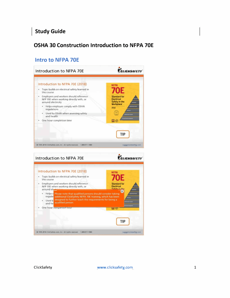 OSHA 30 Construction Introduction to NFPA 70E Searchable
