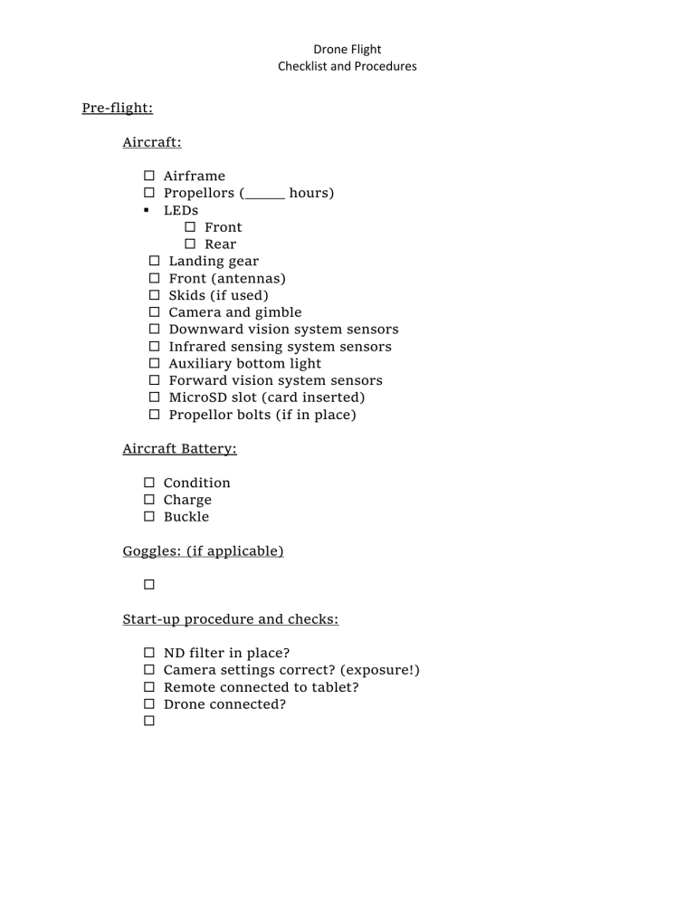 Drone Flight Checklist: Pre-Flight & Start-Up Procedures