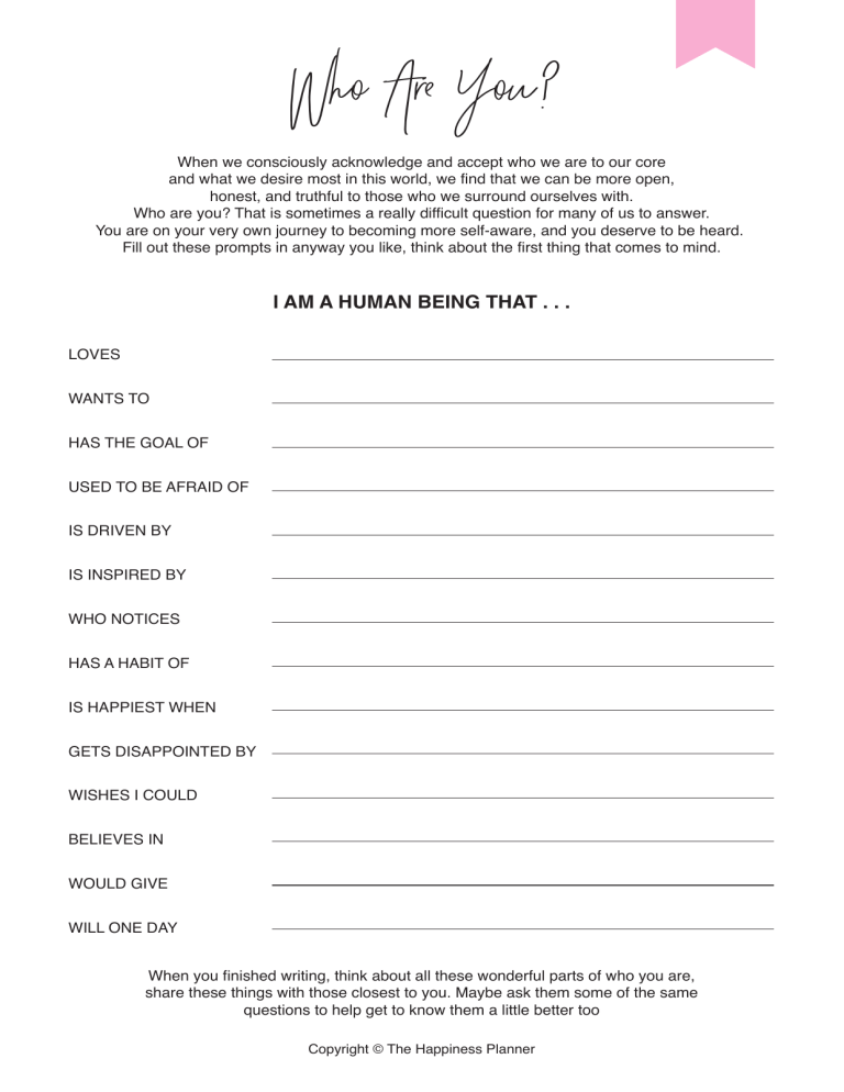 Self-Reflection Worksheet: Who Are You?