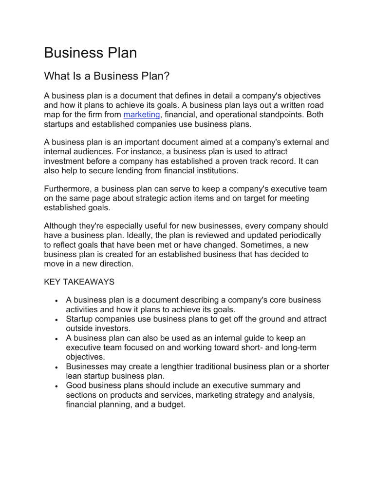 Business Plan: Definition, Importance, and Key Components