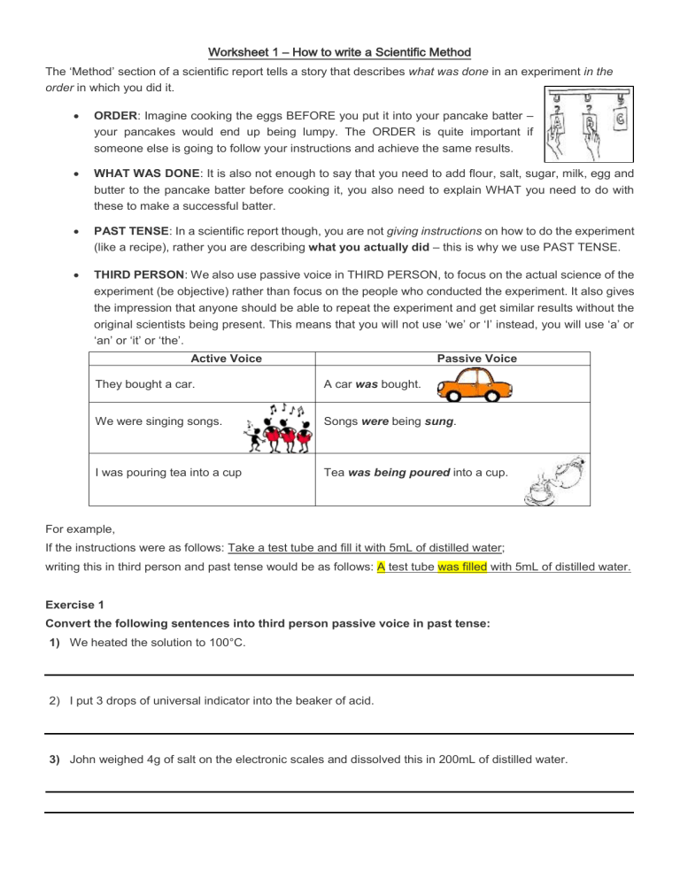 Scientific Method Worksheet: Writing Methods Section