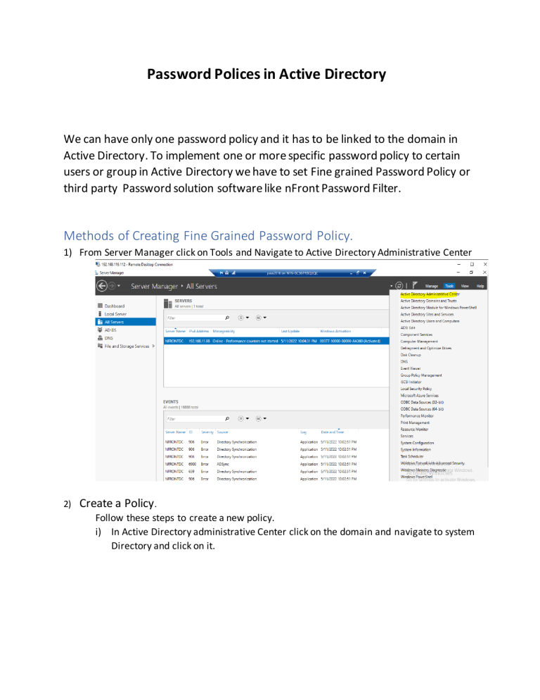 Active Directory Fine-Grained Password Policy Guide