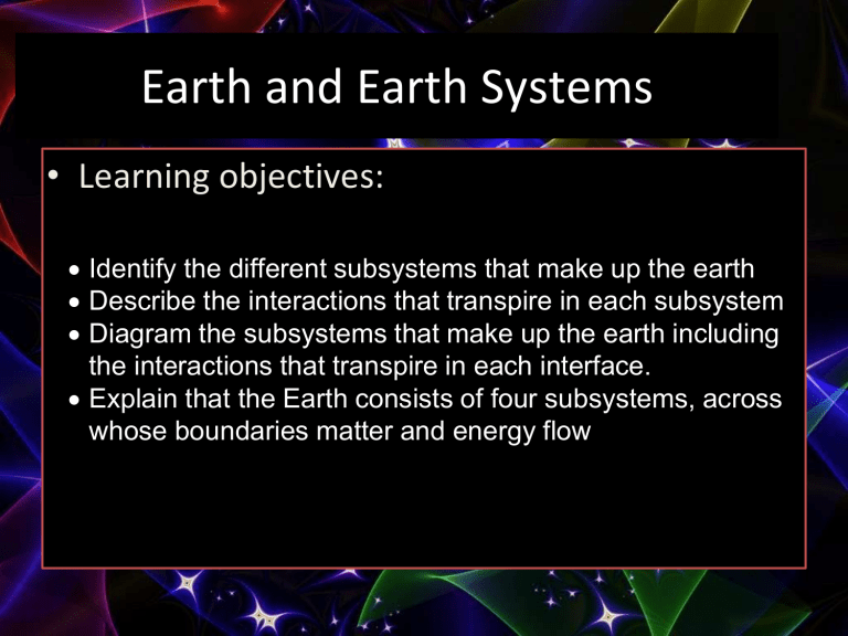 Earth Systems: Subsystems & Interactions
