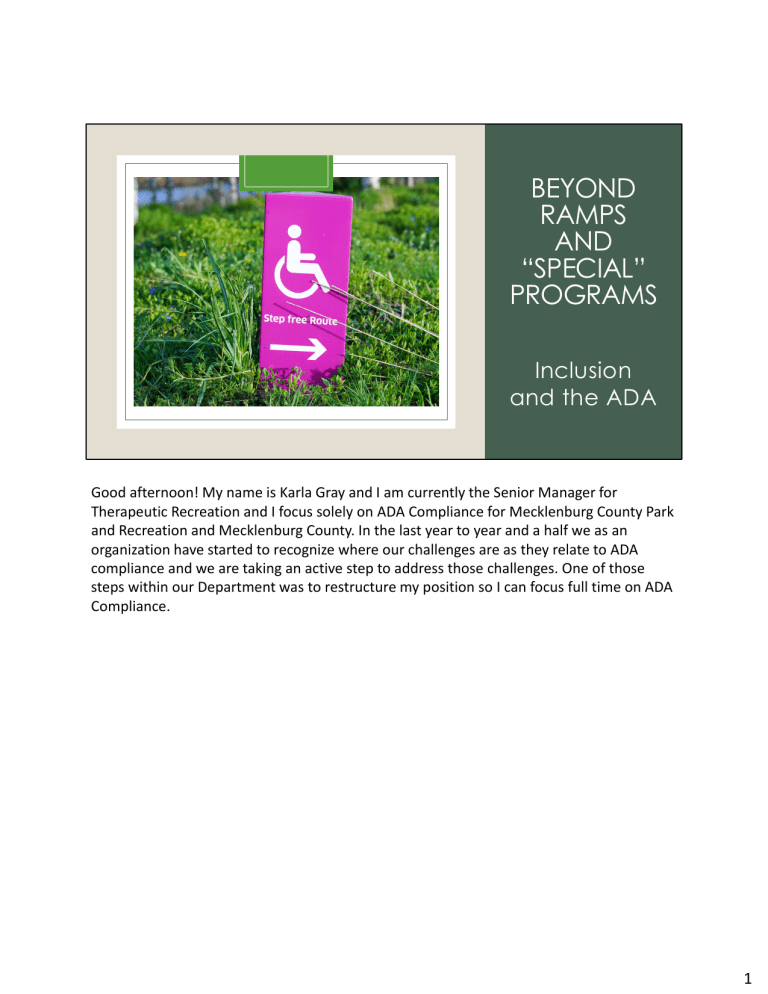 ADA Compliance: Inclusion Beyond Ramps & Programs