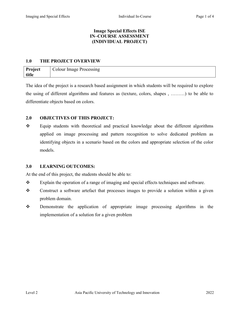 Color Image Processing Project: Object Detection