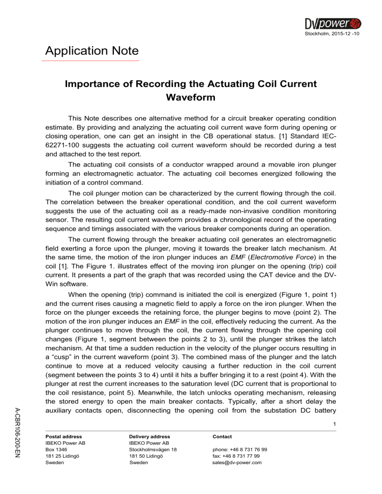 Circuit Breaker Coil Current Waveform Analysis