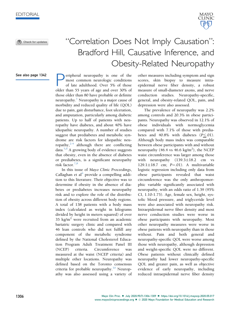 Obesity & Neuropathy: Causation vs. Correlation - Mayo Clinic
