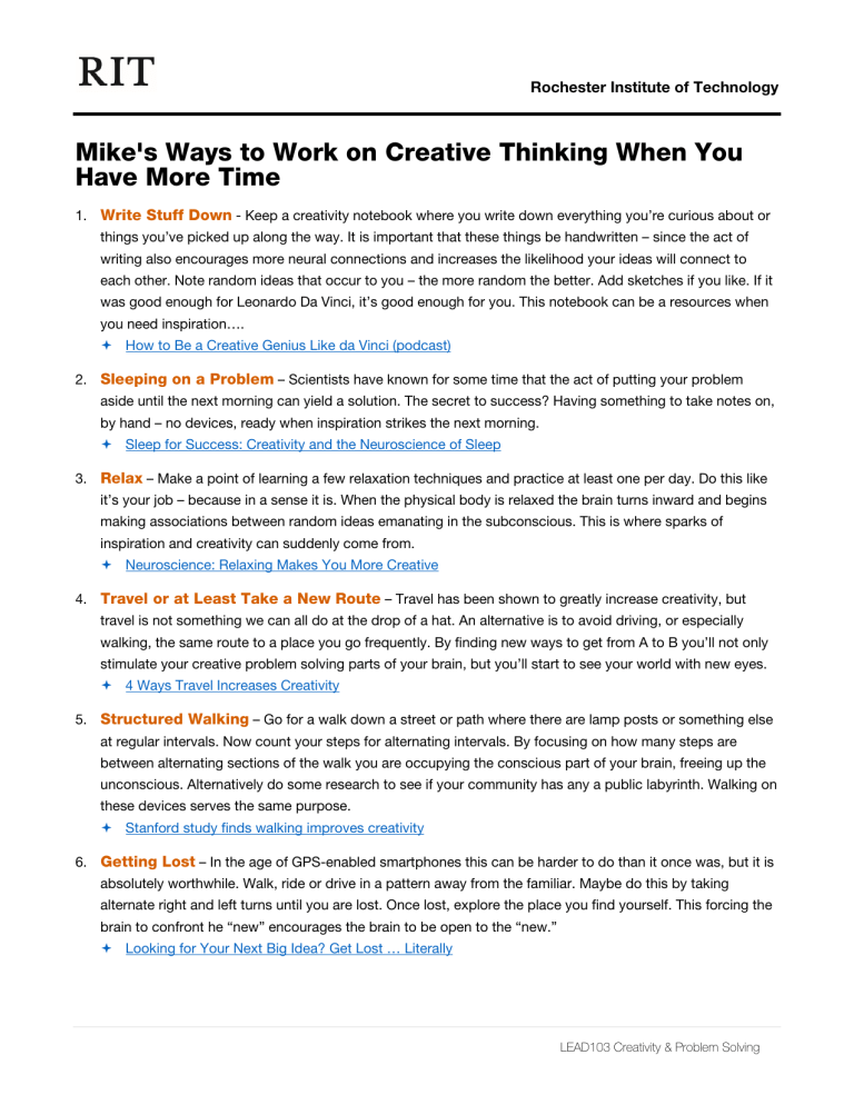 Creative Thinking Techniques: RIT Guide to Enhance Creativity