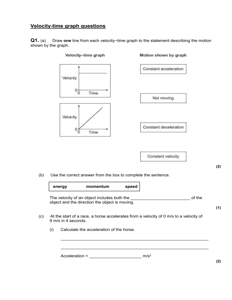 Velocity-Time Graph Worksheet