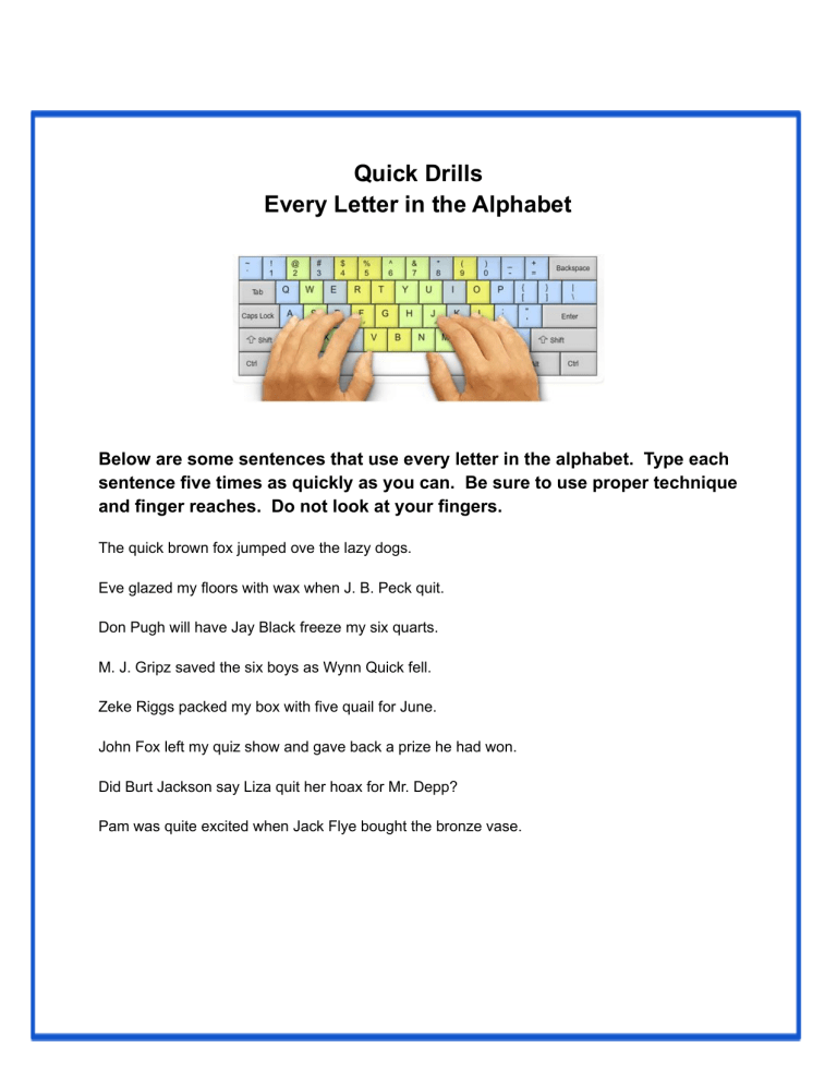 Typing Practice: Every Letter of the Alphabet