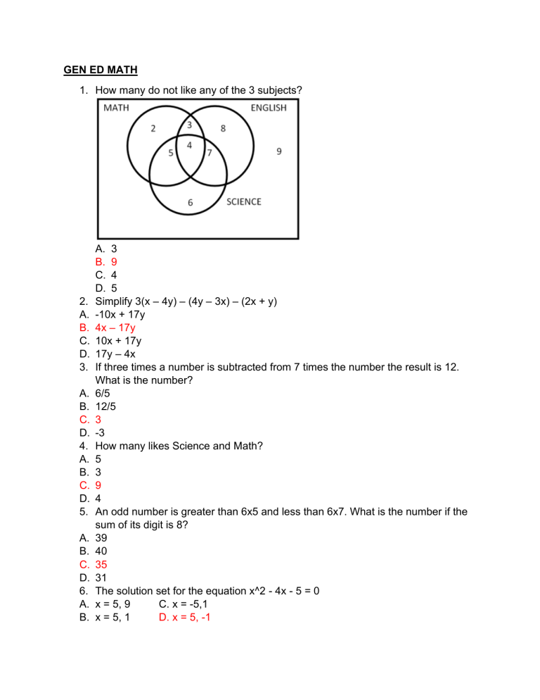 Math Exam: Algebra, Geometry, Probability