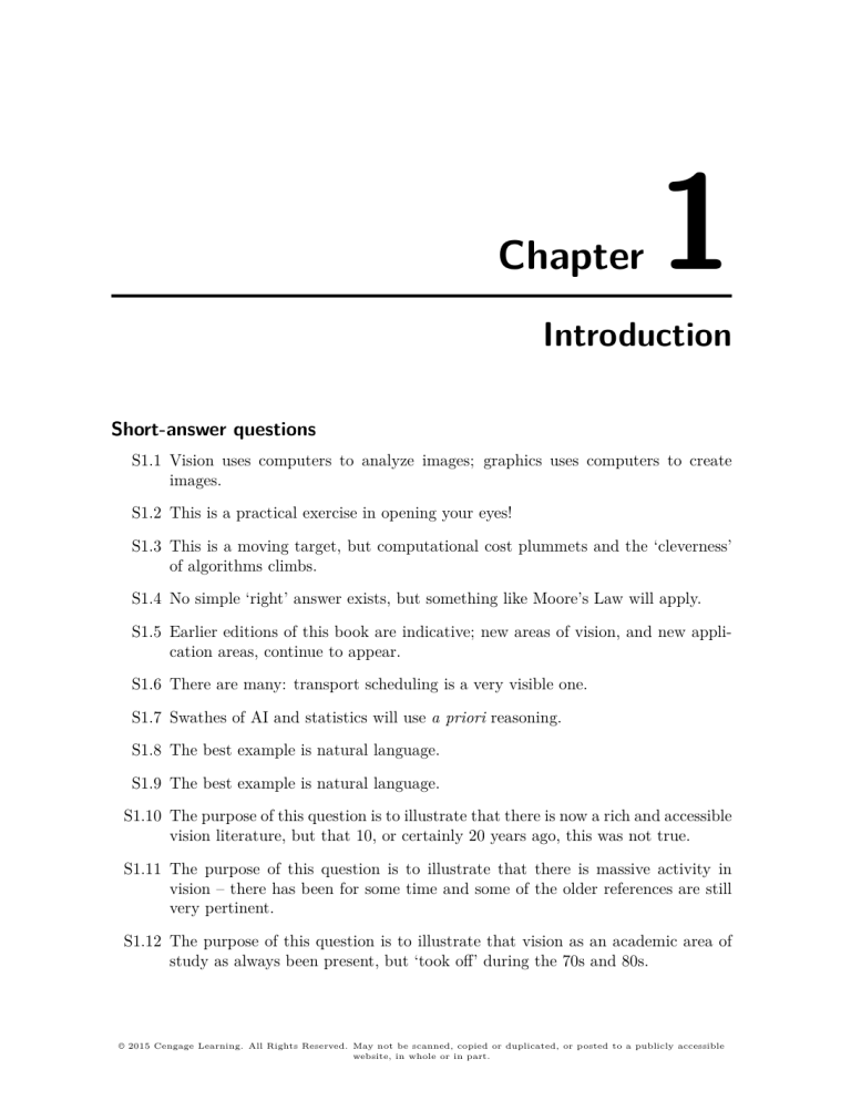 Computer Vision Introduction: Chapter 1