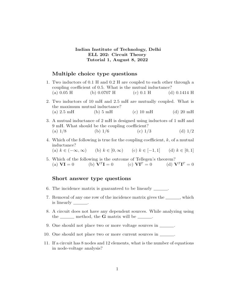 Circuit Theory Tutorial: Mutual Inductance, Node Analysis