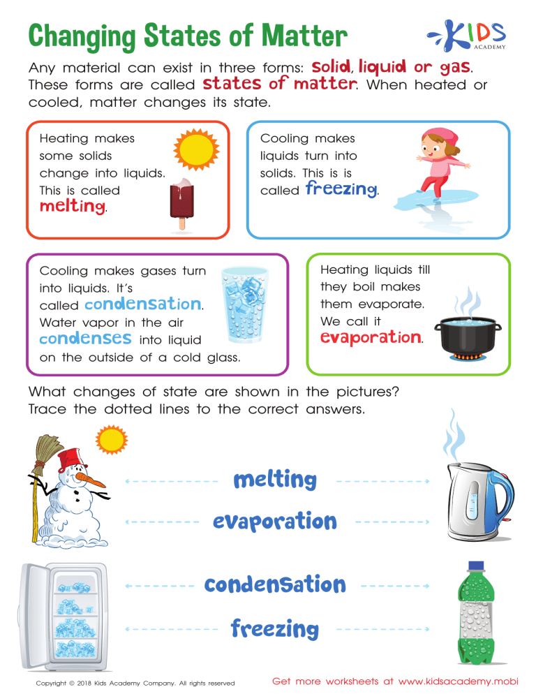 Changing States of Matter Worksheet