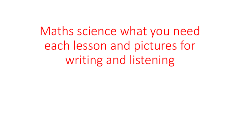 Math & Science Lesson Materials Checklist