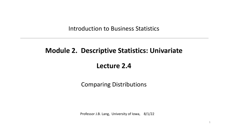 Comparing Distributions: Descriptive Statistics Lecture