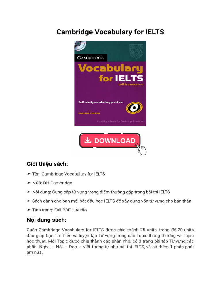 Cambridge Vocabulary for IELTS: Coursebook
