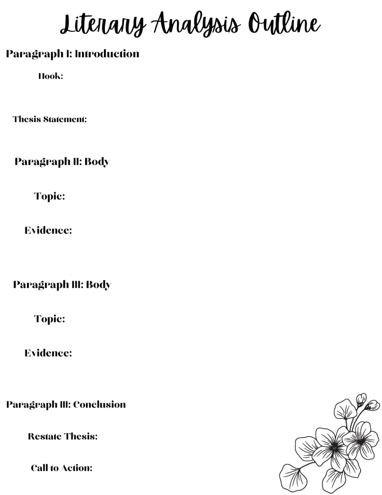 Literary Analysis Outline Template