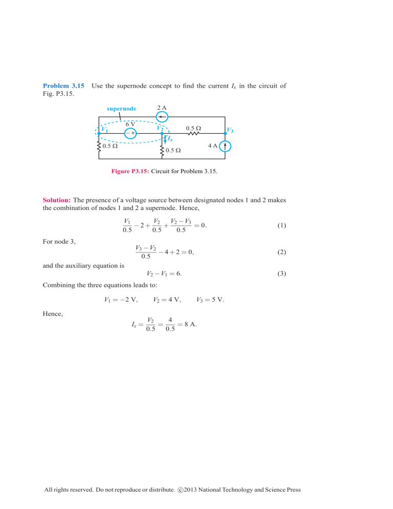 Supernode Circuit Analysis Problem Solution