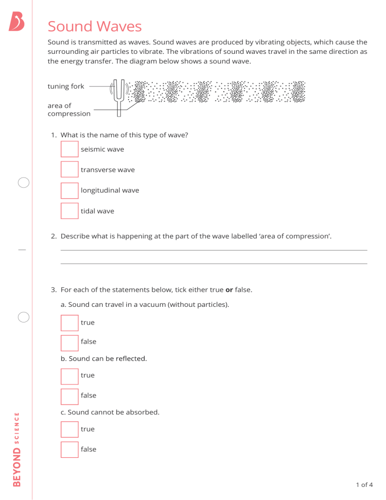 Sound Waves Worksheet: Properties & Characteristics