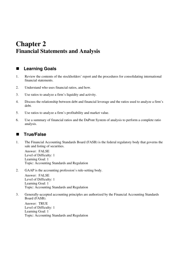 Financial Statement Analysis: Ratios & DuPont System