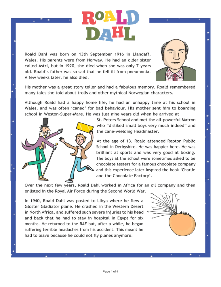 Roald Dahl Biography: Life and Works