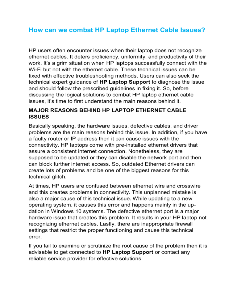 Fix HP Laptop Ethernet Cable Issues: Troubleshooting Guide